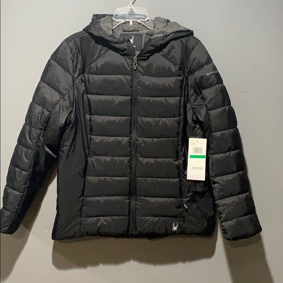 Spider | Jackets & Coats | Spyder Women Black Thermaweb Puffer Hooded ...